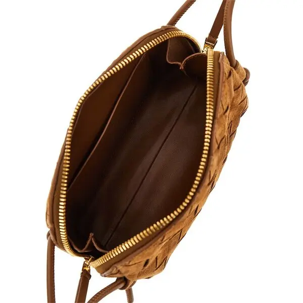 Bottega Veneta Intrecciato Suede Leather Pouch - Brown