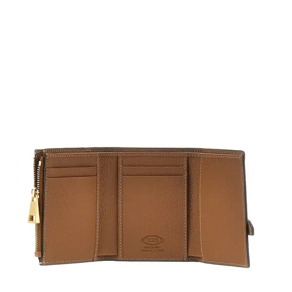 TOD'S Grained Leather Tri-fold Wallet