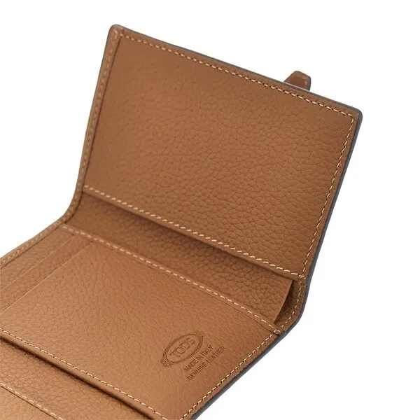 TOD'S Grained Leather Tri-fold Wallet