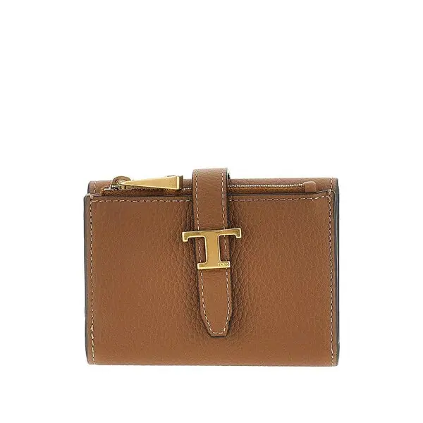 TOD'S Grained Leather Tri-fold Wallet - Brown