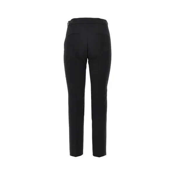 Max Mara Stretch Wool Canvas Cropped Straight Leg Pants