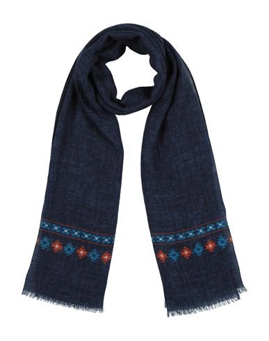 LUIGI BORRELLI NAPOLI Scarf Ivory Cashmere - Navy