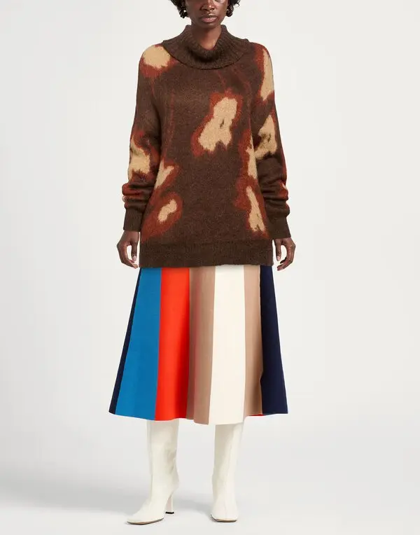 MANILA GRACE Jacquard-knit Floral-print Turtleneck Sweater