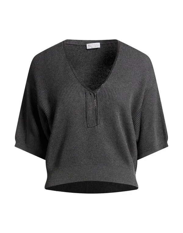 Brunello Cucinelli Cotton Mélange Ribbed Knit V-neck Sweater