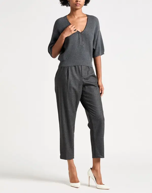 Brunello Cucinelli Cotton Mélange Ribbed Knit V-neck Sweater