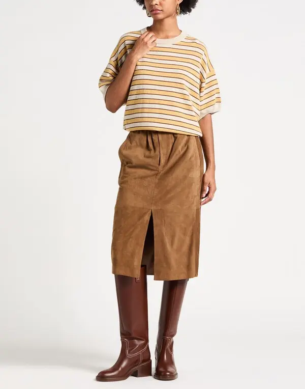 Brunello Cucinelli Striped Cashmere, Viscose, And Metallic Polyester Crewneck Sweater