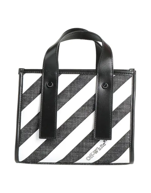 OFF-WHITE™ Diagonal Stripe Denim And Calfskin Tote Bag