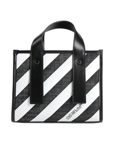OFF-WHITE™ Diagonal Stripe Denim And Calfskin Tote Bag - Grey