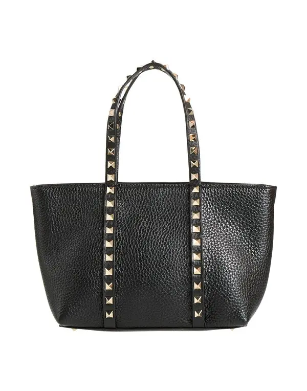 Valentino Garavani Pebbled Leather Studded Tote Bag - Black