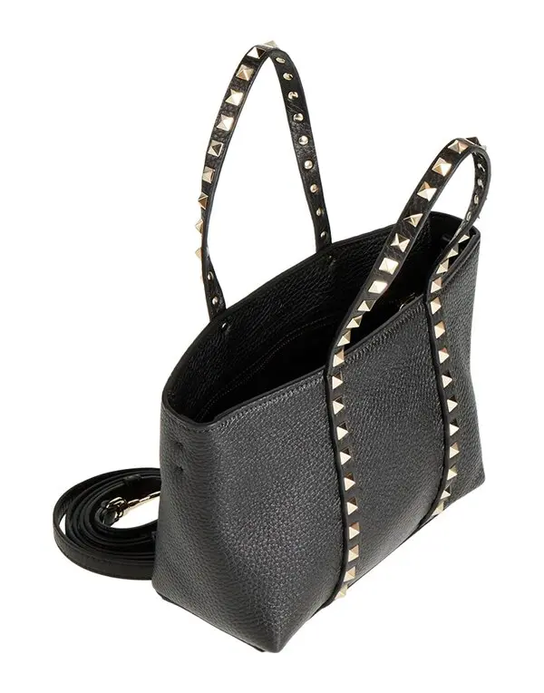 Valentino Garavani Pebbled Leather Studded Tote Bag - Black