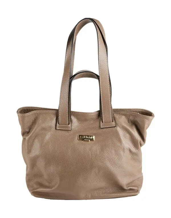 BALDININI Pebbled Leather Shoulder Bag With Logo Embellishment - Grey