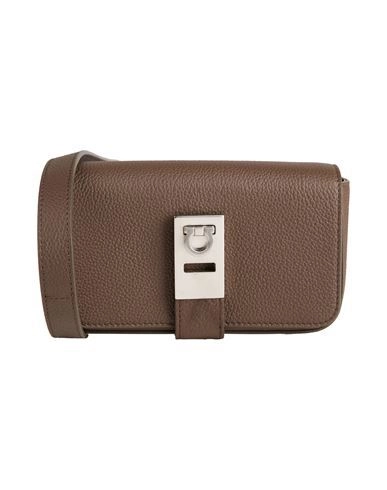 FERRAGAMO Leather Flap Bag With Push-clasp Fastening - Dark Brown