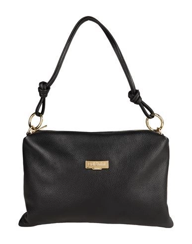 BALDININI Pebbled Leather Handbag With Gold Tone Logo Detail - Black