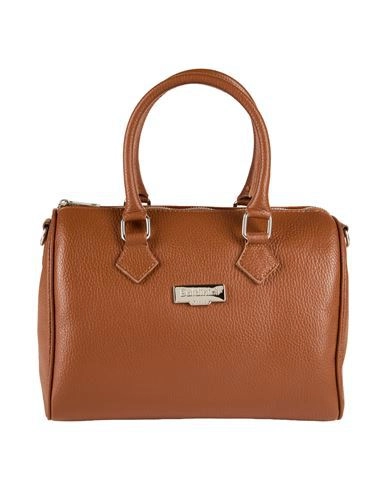 BALDININI Pebbled Leather Bowler Bag With Appliqués - Brown
