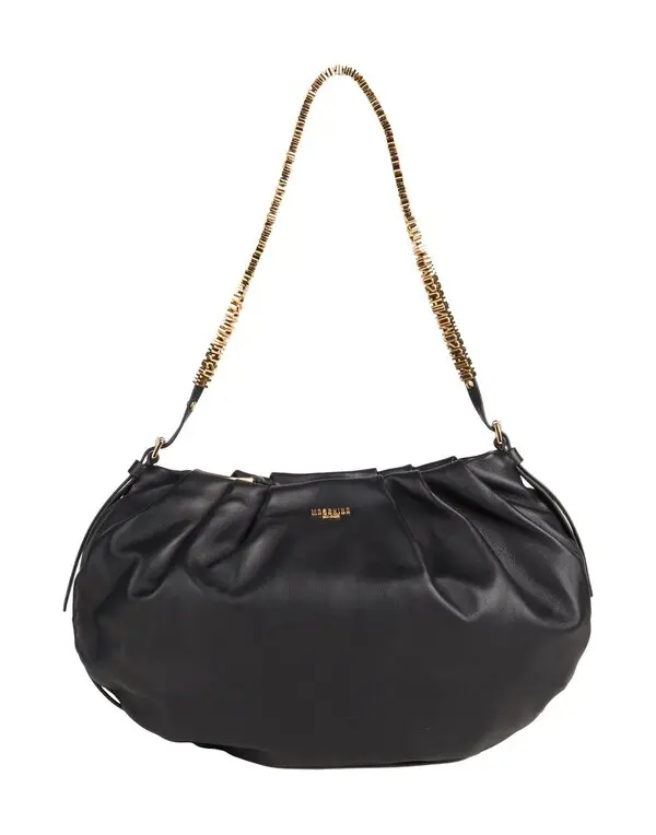 Moschino Leather Shoulder Bag With Gold Tone Chain - Black