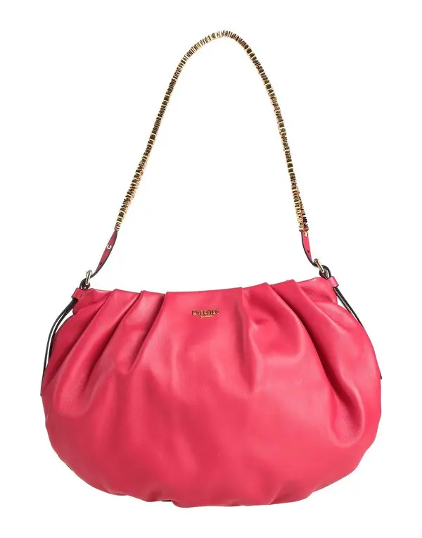 Moschino Leather Shoulder Bag With Gold Tone Chain - Magenta