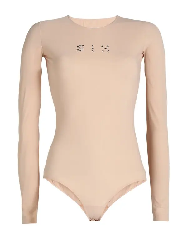MAISON MARGIELA Polyamide And Elastane Bodysuit With Metal Appliqués - Beige