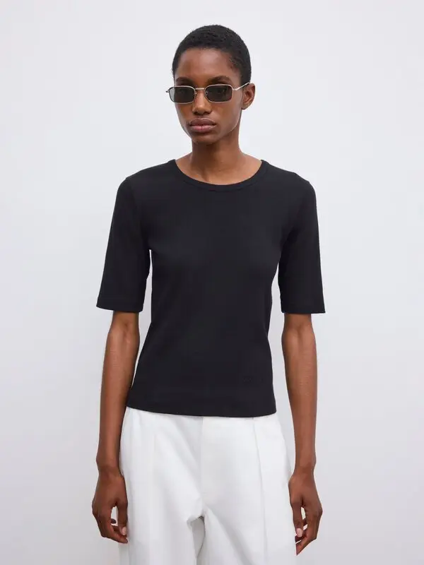 HOUSE OF DAGMAR Fitted Rib T-shirt - Black