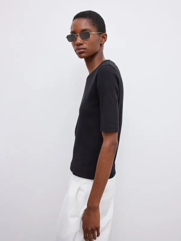 HOUSE OF DAGMAR Fitted Rib T-shirt - Black