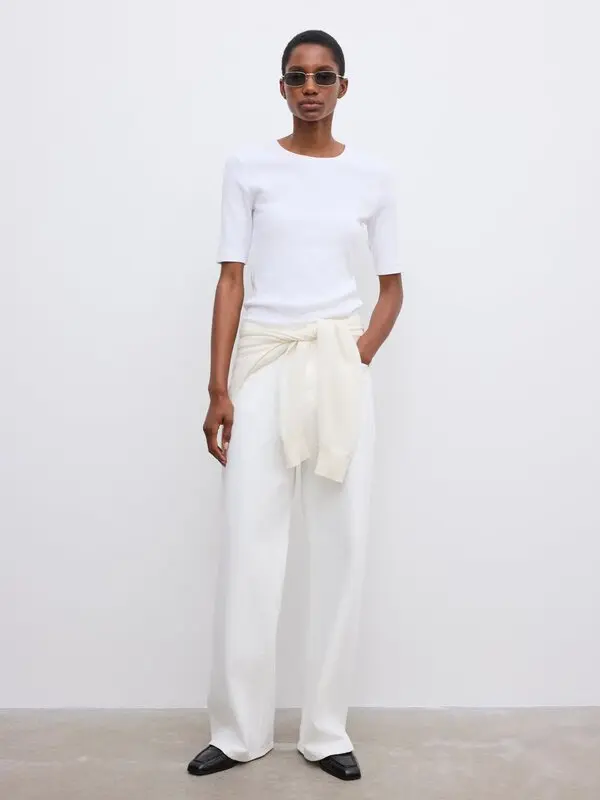 HOUSE OF DAGMAR Fitted Rib T-shirt - White