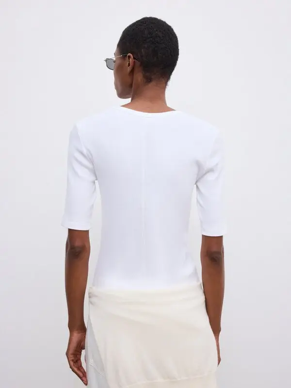 HOUSE OF DAGMAR Fitted Rib T-shirt With Embroidered Logo - White