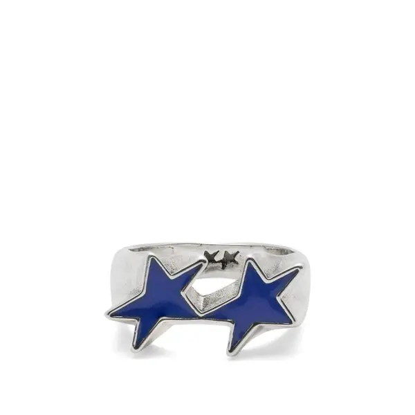 TWOJEYS Icon Blue Enameled Single Ring - Silver