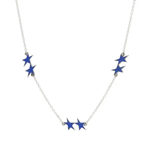 TWOJEYS Blue Enameled Icon Necklace - Silver