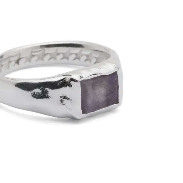 TWOJEYS Rectangular Florite Stone Ring