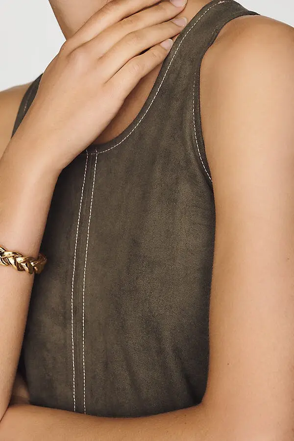 Maeve Keiko Suede Mi Dress - Dried Olive