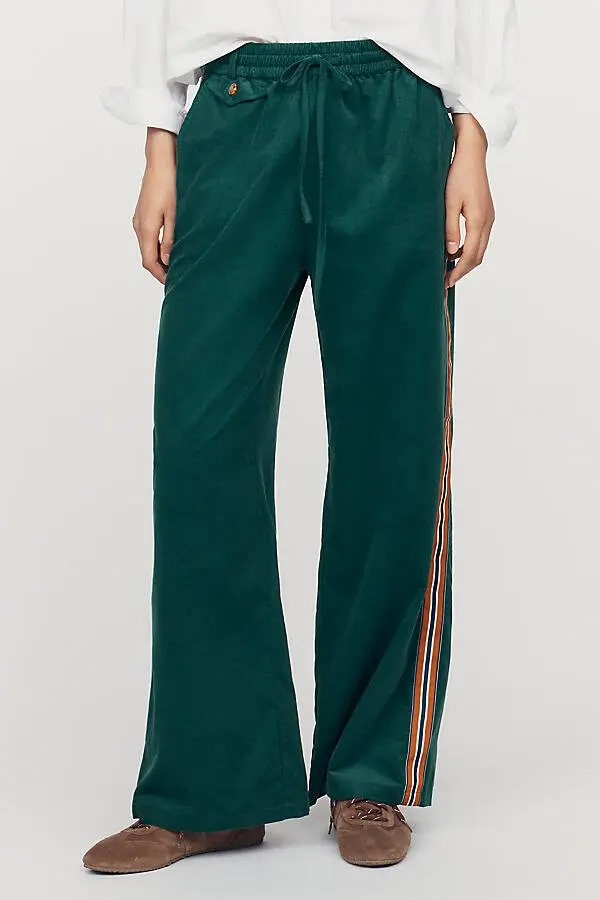 Maeve Brooklin Corduroy High-rise Wide-leg Pants - Evergreen
