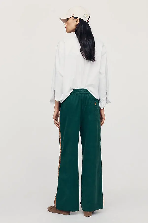 Maeve Brooklin Corduroy High-rise Wide-leg Pants - Evergreen