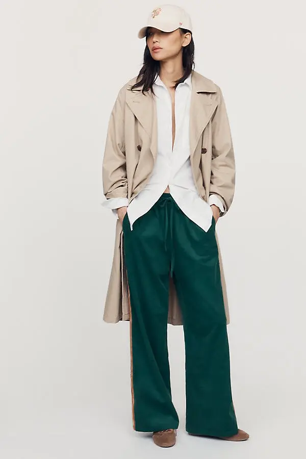 Maeve Brooklin Corduroy High-rise Wide-leg Pants - Evergreen
