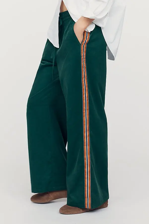 Maeve Brooklin Corduroy High-rise Wide-leg Pants - Evergreen