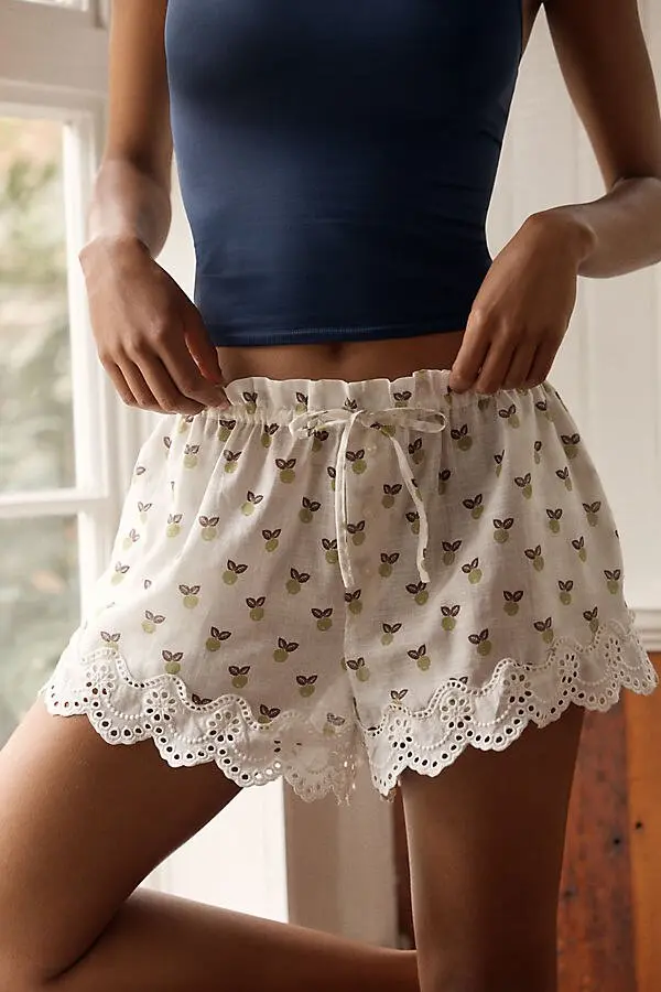 LYREBIRD Lace-trim Cotton Skater Shorts