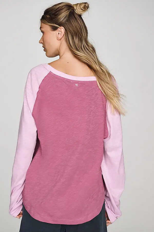 PILCRO Cotton V-neck Knit Top - Orchid