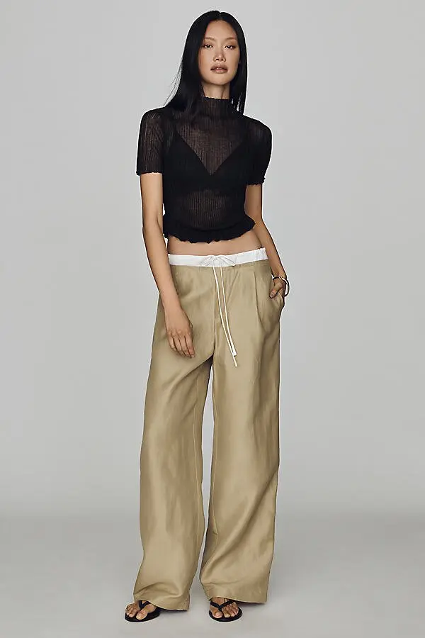 Anthropologie Semi-sheer Ruffle-hem Sweater