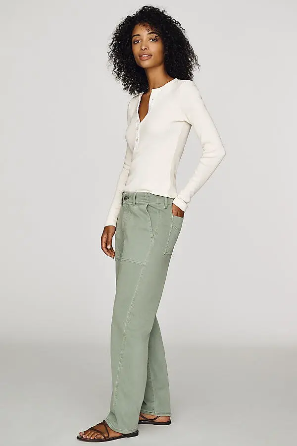 Anthropologie Ag Analeigh Mid-rise Straight-leg Pants