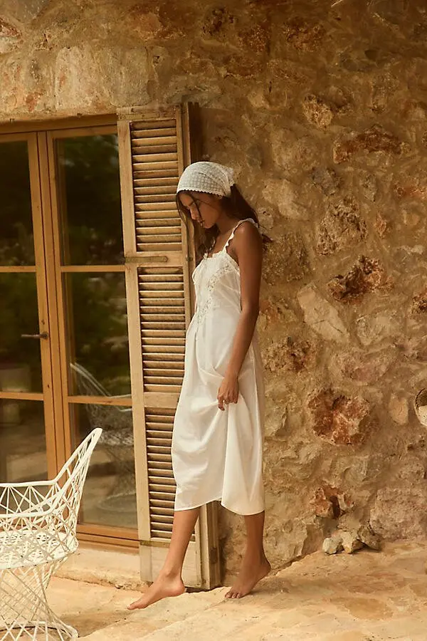 Bhldn Cottage Cotton Lace Detail Midi Dress
