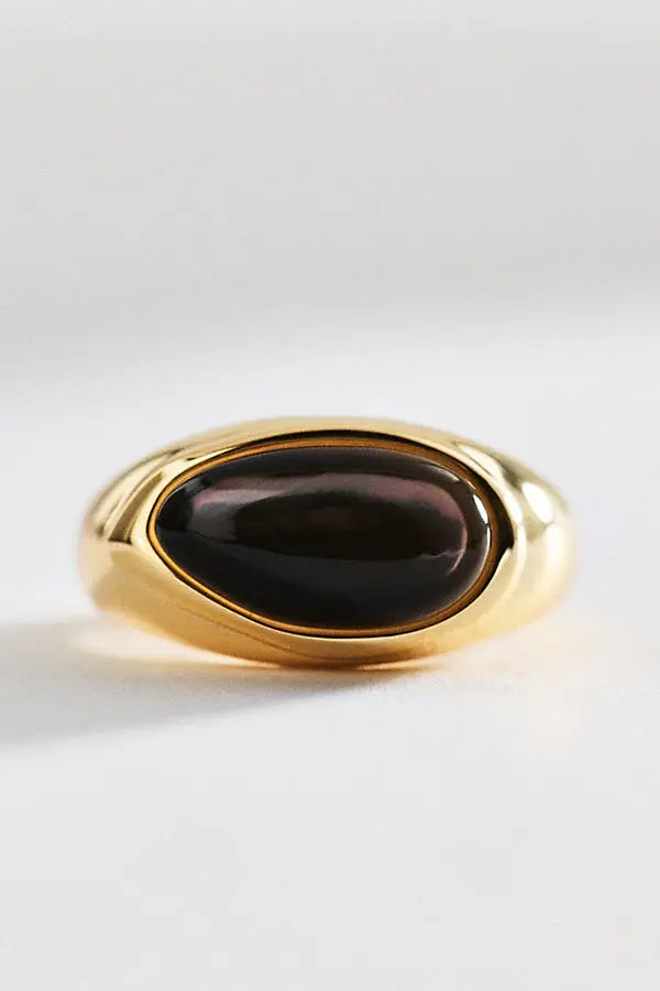AWE INSPIRED Gemstone Signet Rg - Black