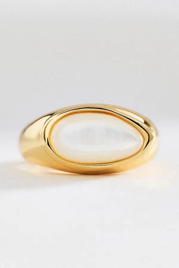 AWE INSPIRED Gemstone Signet Rg - Pearl