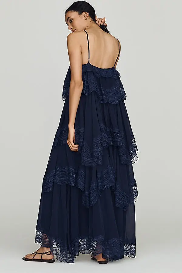 LET ME BE Tiered Lace Maxi Dress