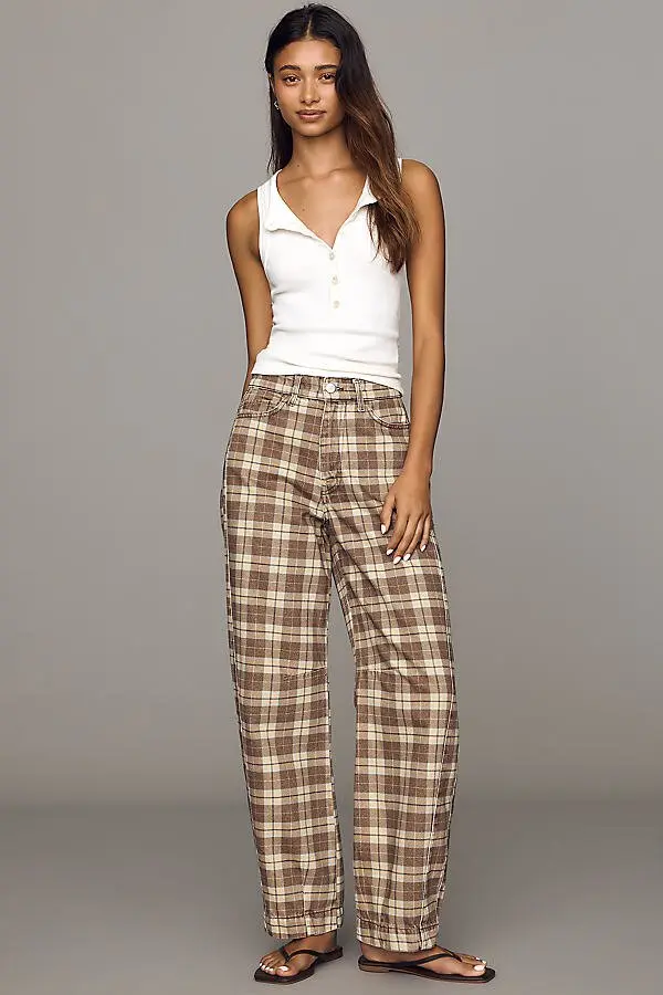 DAMSON MADDER Felix Cotton Jeans - Brown Check