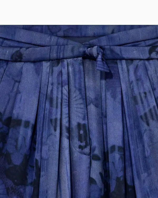 Giorgio Armani Pleated Silk Charmeuse Trousers With Knot Detail