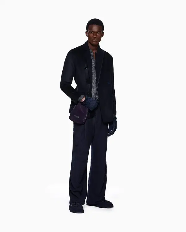 Giorgio Armani Glove In Suede With Cashmere Lining - Navy Blue