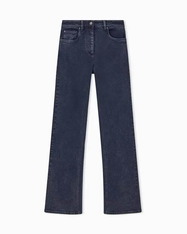 Giorgio Armani Slim-fit Flare Jeans In Overdyed Stretch Cotton Denim - Blue