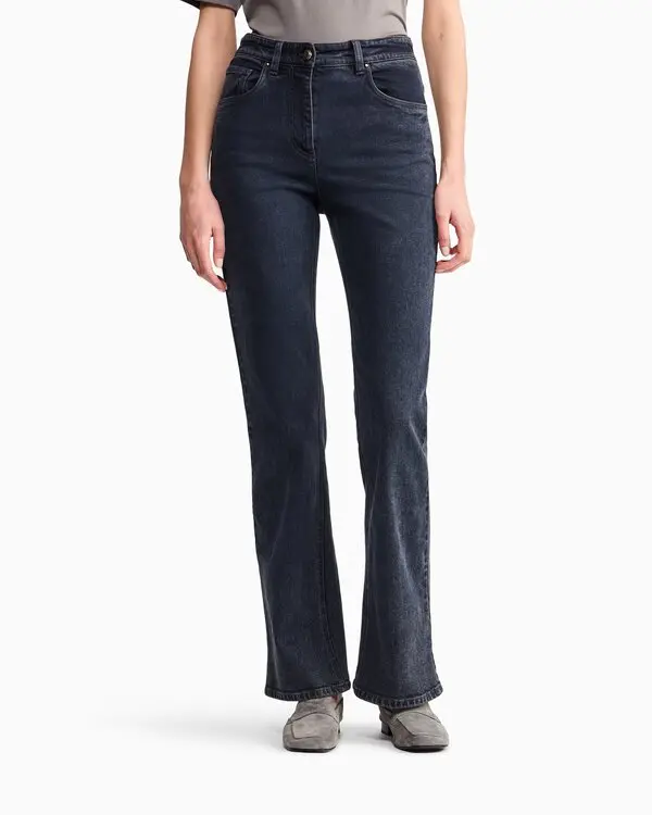 Giorgio Armani Slim-fit Flare Jeans In Overdyed Stretch Cotton Denim