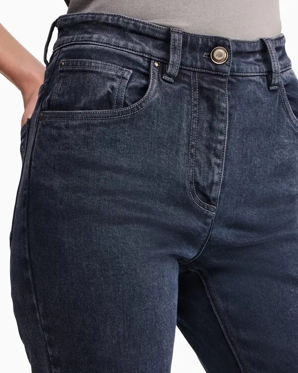 Giorgio Armani Slim-fit Flare Jeans In Overdyed Stretch Cotton Denim