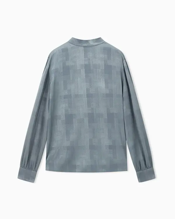 Giorgio Armani Shirt Regular Fit In Check Silk Crepe Satin With Ribbons - Green