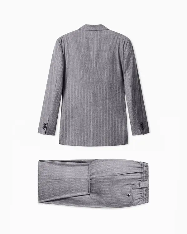 Giorgio Armani Oversized Suit Heritage In Jacquard Pinstripe Virgin Wool