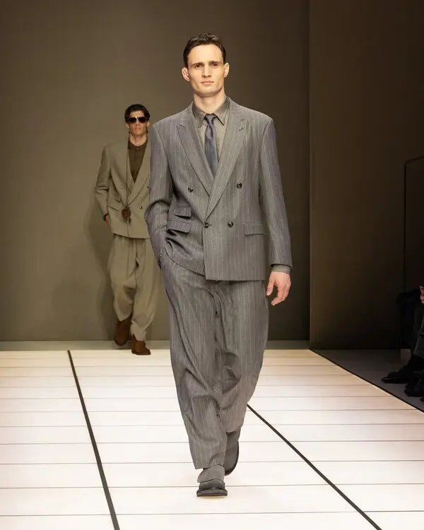 Giorgio Armani Oversized Suit Heritage In Jacquard Pinstripe Virgin Wool